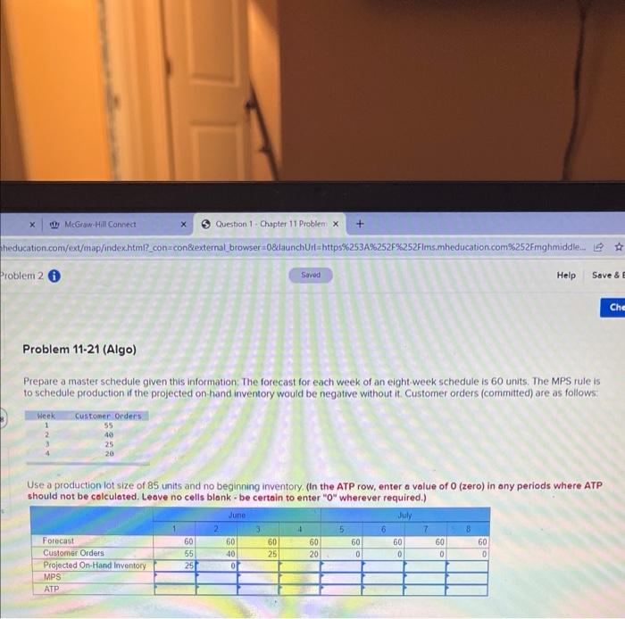 Solved Prepare a master schedule given this information: The | Chegg.com