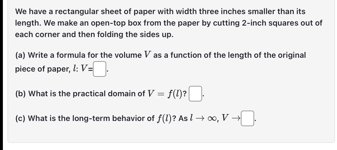 Solved We have a rectangular sheet of paper with width three | Chegg.com
