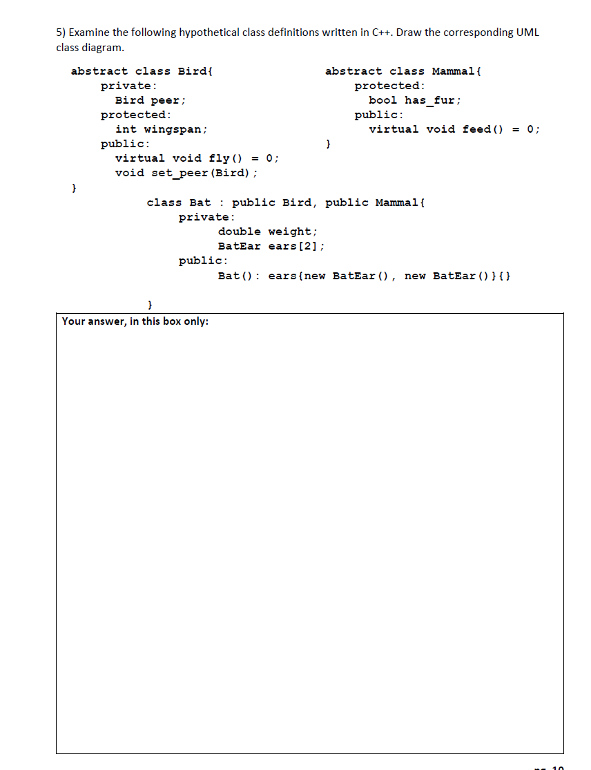 Solved Examine the following hypothetical class definitions | Chegg.com