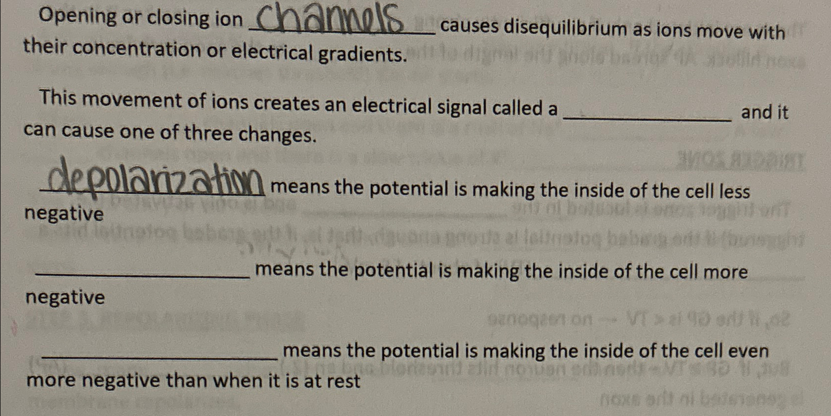 Solved Opening or closing ion channels causes disequilibrium | Chegg.com