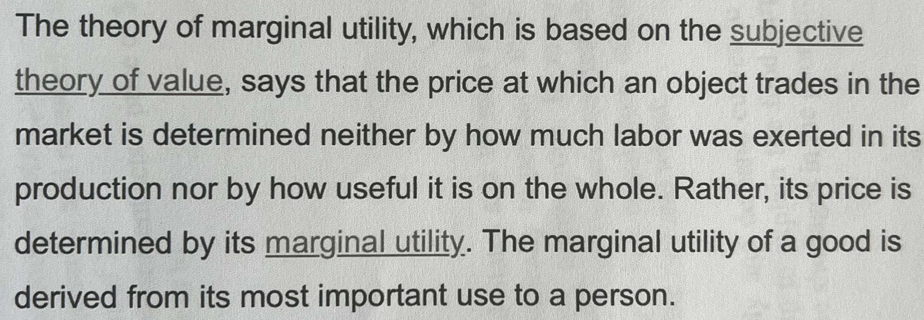 Solved The theory of marginal utility, which is based on the | Chegg.com