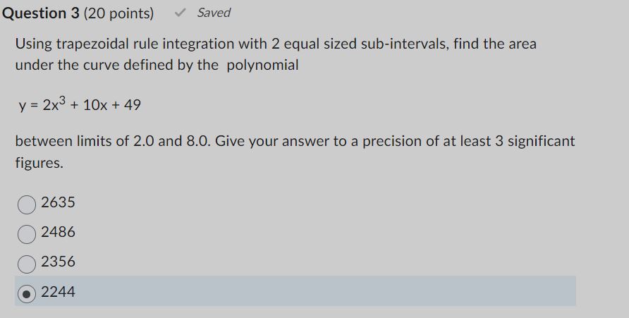 Solved Question 3 (20 ﻿points)Using trapezoidal rule | Chegg.com