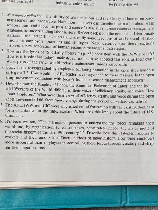 Solved craft unionism, 69 industrial unionism. 85 PATCO | Chegg.com