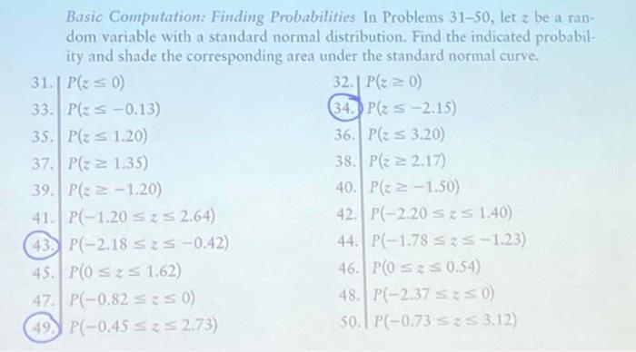 Solved Basic Computation: Find z Values In Problems 15-24, | Chegg.com