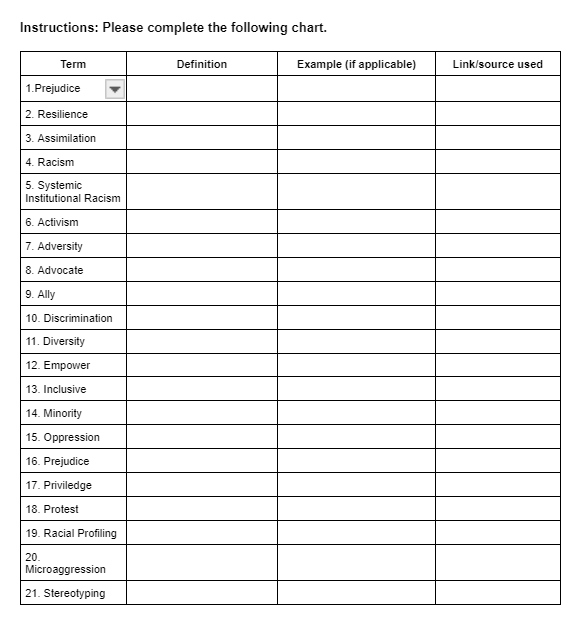 Solved Instructions: Please complete the following | Chegg.com
