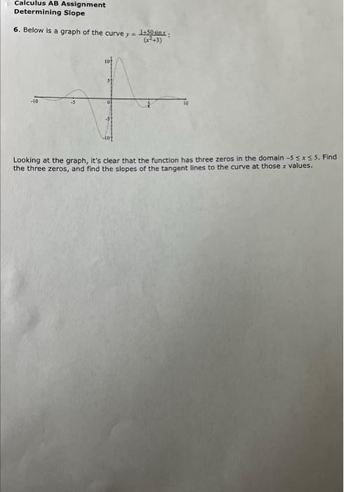 Solved Calculus AB Assignment Determining Slope Note: You | Chegg.com