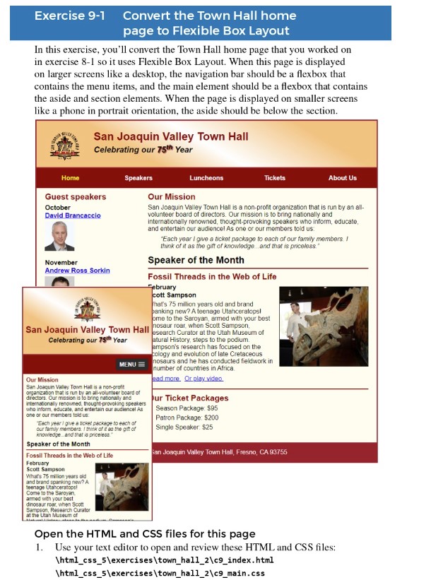 Solved PROVIDE HTML AND CSS Exercise 9-1 ﻿Convert the Town | Chegg.com
