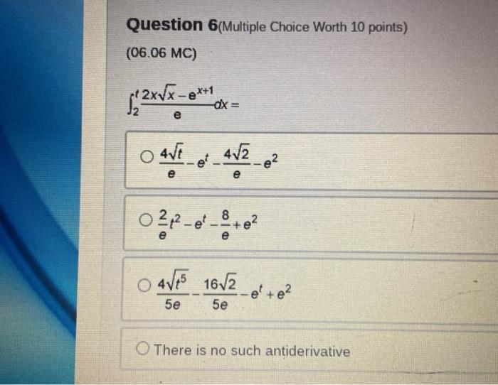 Solved Question 6(Multiple Choice Worth 10 points) (06.06 | Chegg.com
