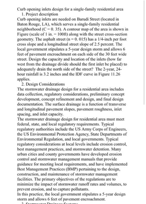 Solved Curb opening inlets design for a single-family | Chegg.com
