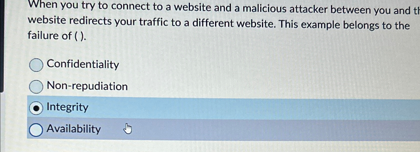 Solved When you try to connect to a website and a malicious | Chegg.com