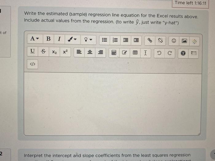 Solved Write the estimated (sample) regression line equation | Chegg.com