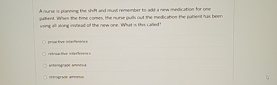 Solved A nurse is planning the shift and must remember to | Chegg.com