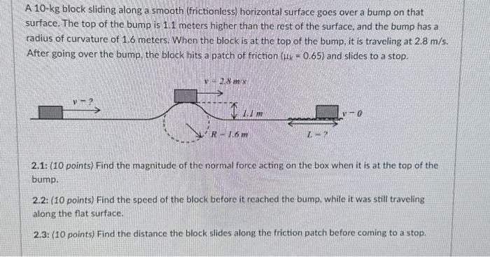 Solved A 10−kg block sliding along a smooth (frictionless) | Chegg.com