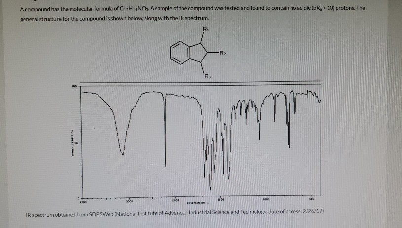 Solved A compound has the molecular formula of C12H11NO3. A | Chegg.com