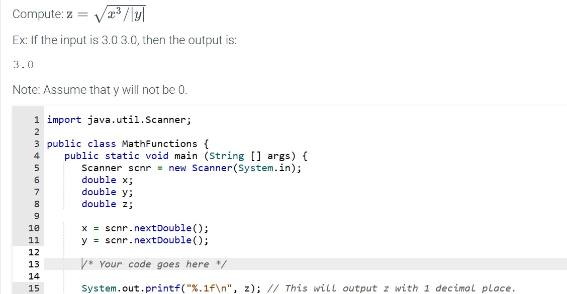 Solved Compute: z=x3|y|2Ex: If the input is 3.03 .0 , ﻿then | Chegg.com