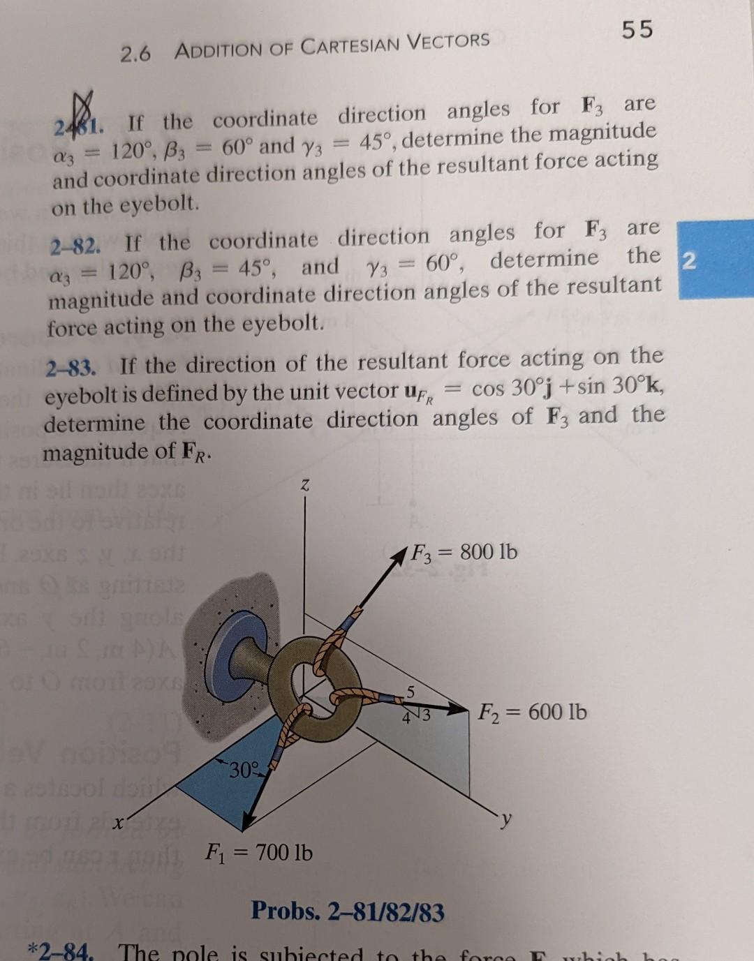 Solved 241 If The Coordinate Direction Angles For F3 Are