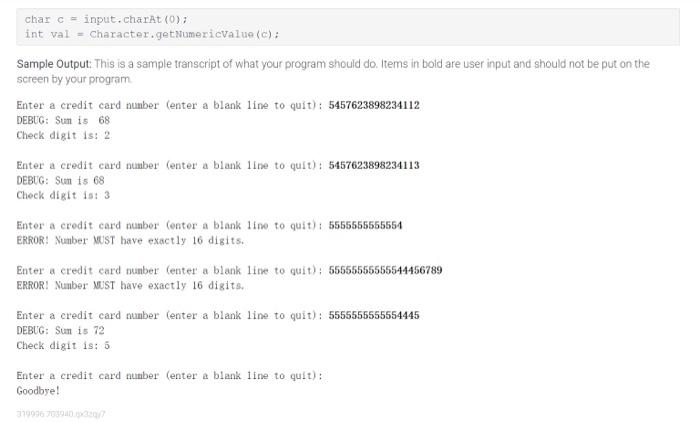 Solved 12.11 Credit Card Check Digit Intro - Lab Banks issue | Chegg.com