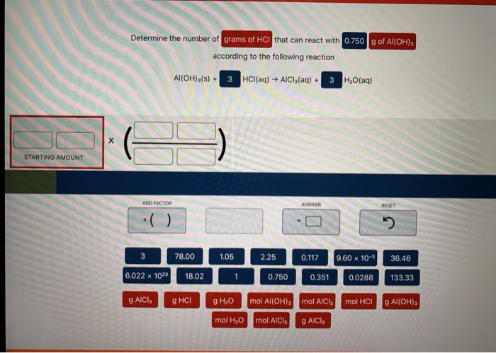 Solved Determine the number of grams of HCI that can react | Chegg.com