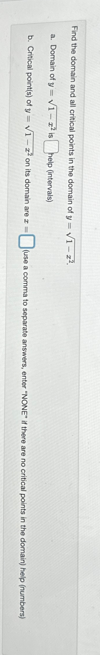 Solved Find the domain and all critical points in the domain | Chegg.com