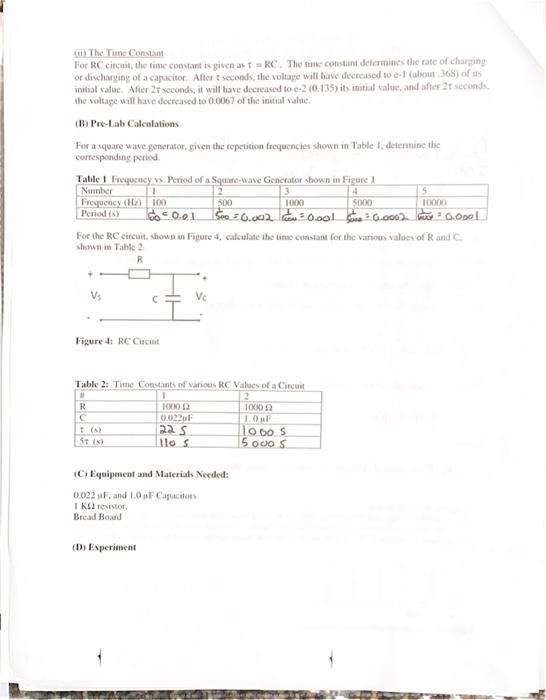 Solved Figure 5: RC Circuit for Experiment Step #1: Build | Chegg.com