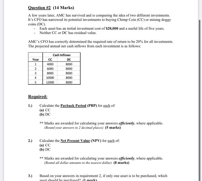 Solved Question \#2 (14 Marks) A few years later, AMC has | Chegg.com