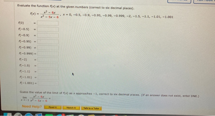 Solved Evaluate The Function F X At The Given Numbers