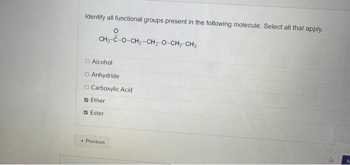 Solved Identify all functional groups present in the | Chegg.com