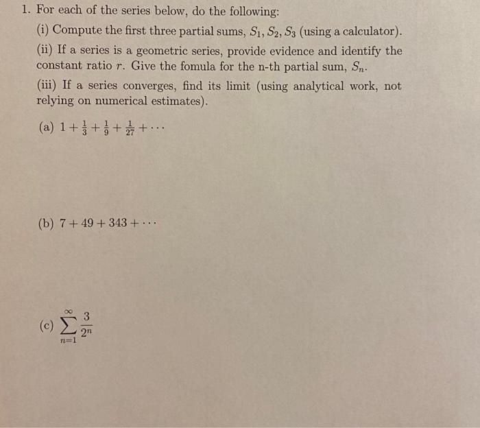 Solved please solve the following sequences and series. will | Chegg.com