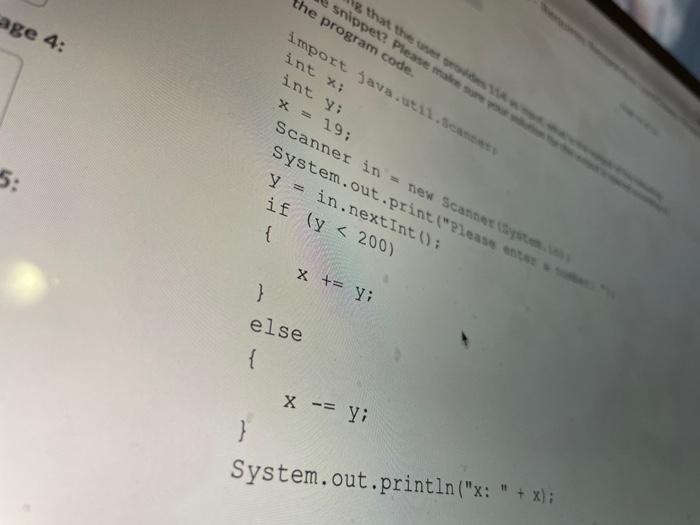 Solved age 4: snippet? Please the program code. import | Chegg.com