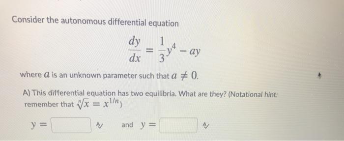 Solved Consider the autonomous differential equation dy 1 - | Chegg.com