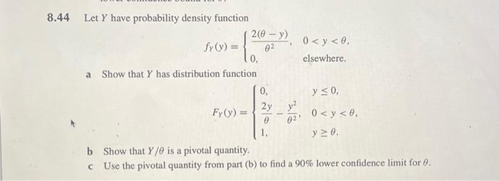 Solved 8.44 Let Y have probability density function | Chegg.com