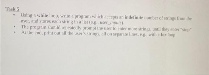 Solved Task 5 Using A While Loop Write A Program Which