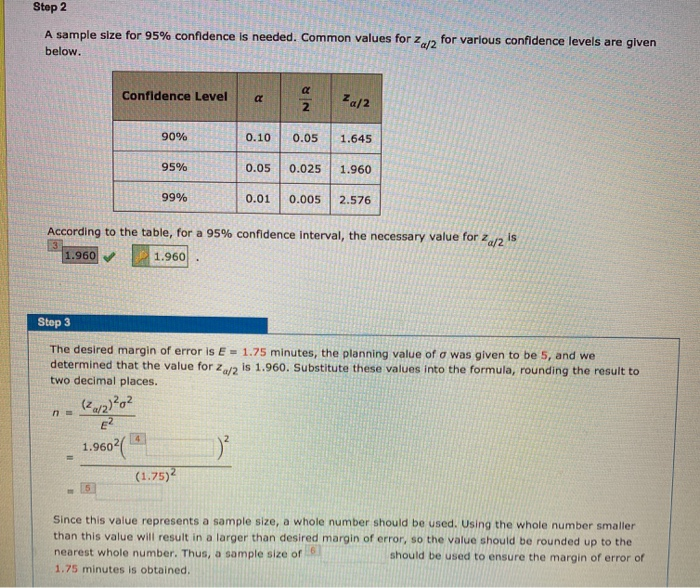 Solved Step 2 A Sample Size For 95 Confidence Is Needed Chegg