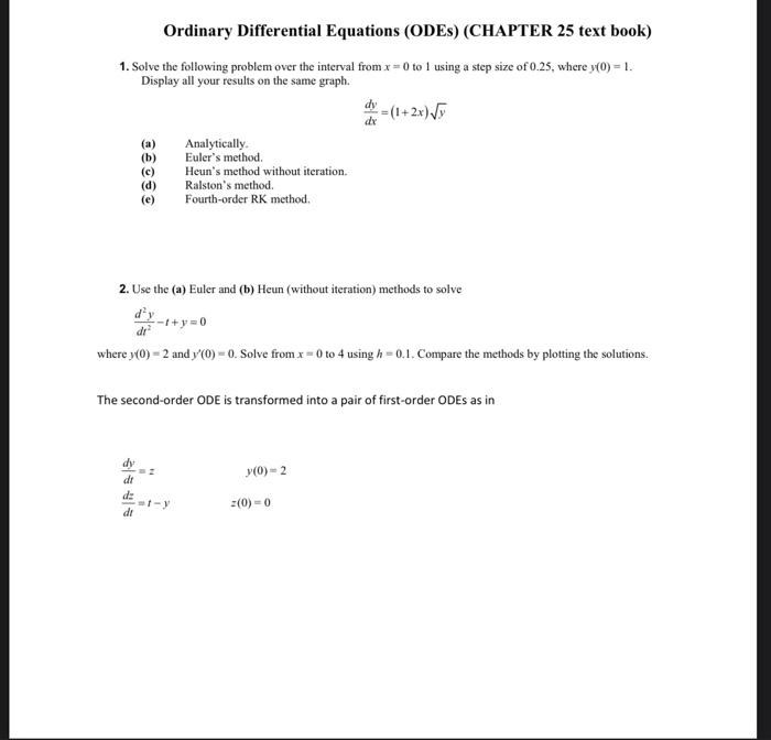 Solved Ordinary Differential Equations (ODEs) (CHAPTER 25 | Chegg.com