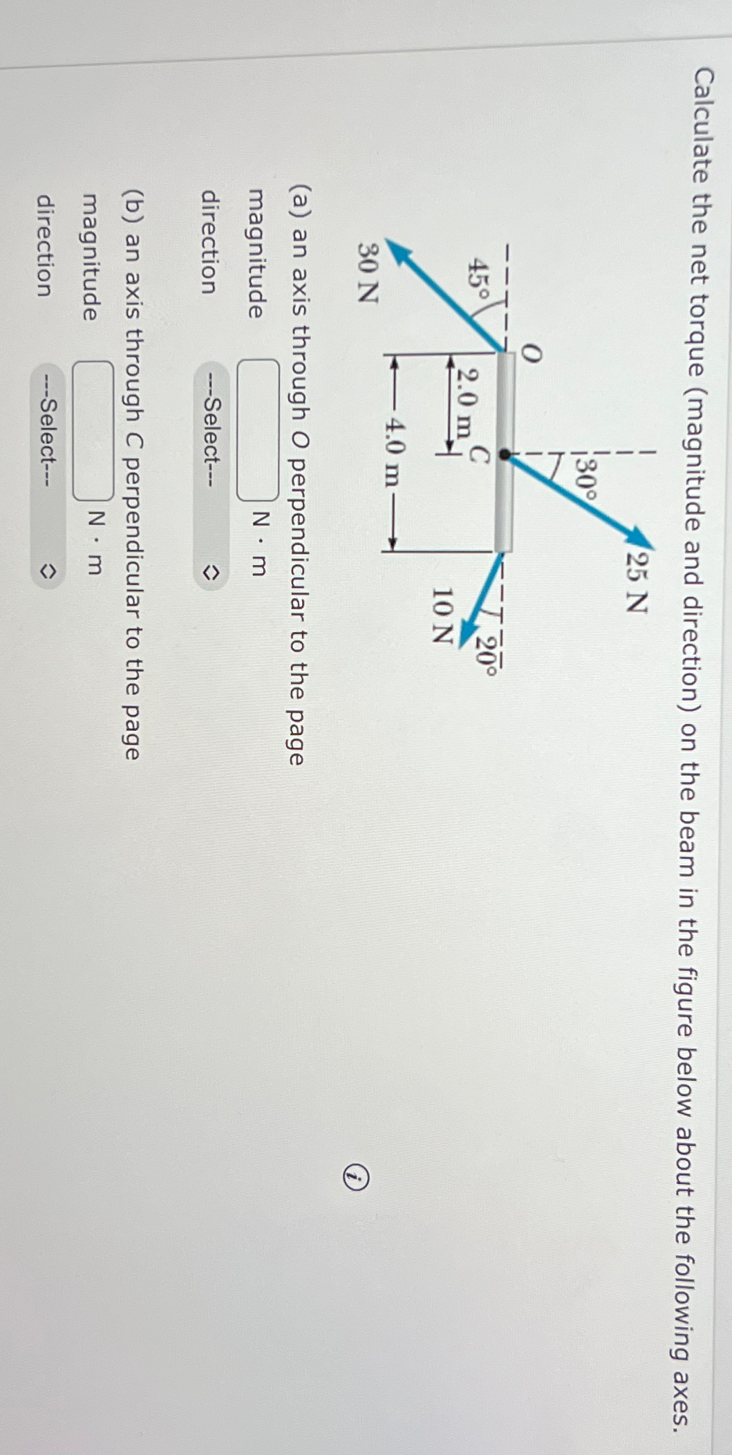 Solved Calculate the net torque (magnitude and direction) | Chegg.com