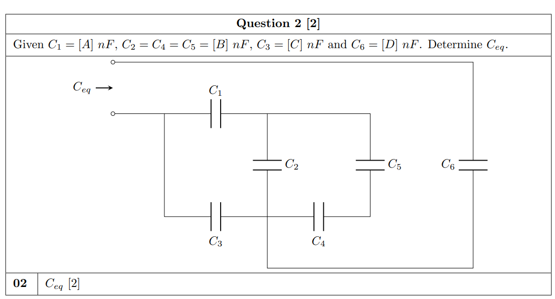Solved Given C1 = [13] ﻿nF, ﻿C2 = ﻿C4 = ﻿C5 = [12] ﻿nF, | Chegg.com