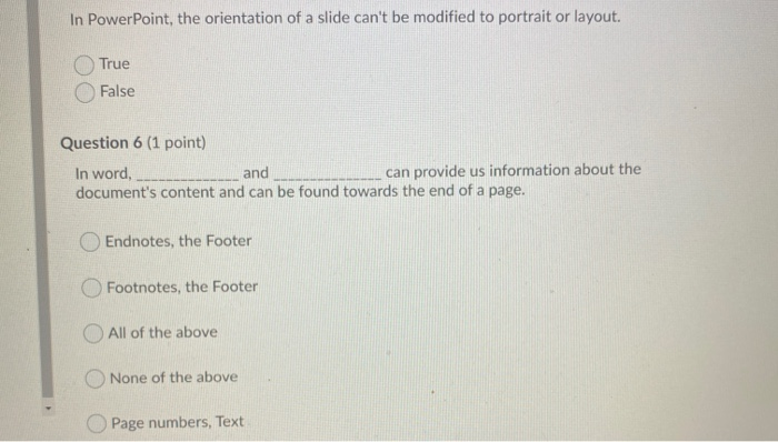 Solved In PowerPoint, the orientation of a slide can't be | Chegg.com