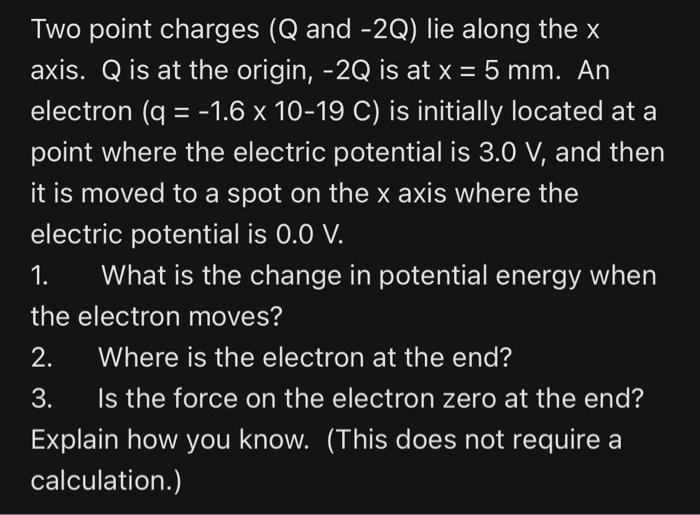 Solved = Two point charges (Q and -2Q) lie along the x axis. | Chegg.com
