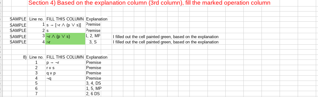 Section 4) ﻿Based on the explanation column (3rd | Chegg.com