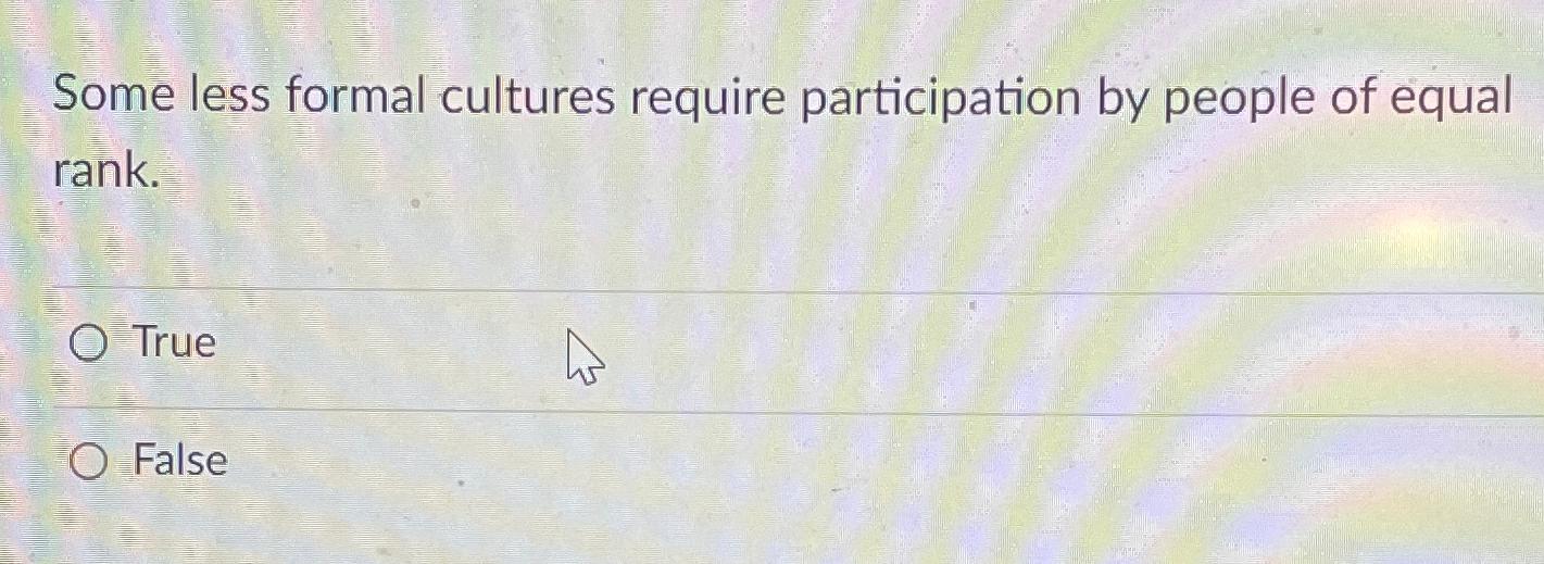 Solved Some less formal cultures require participation by | Chegg.com
