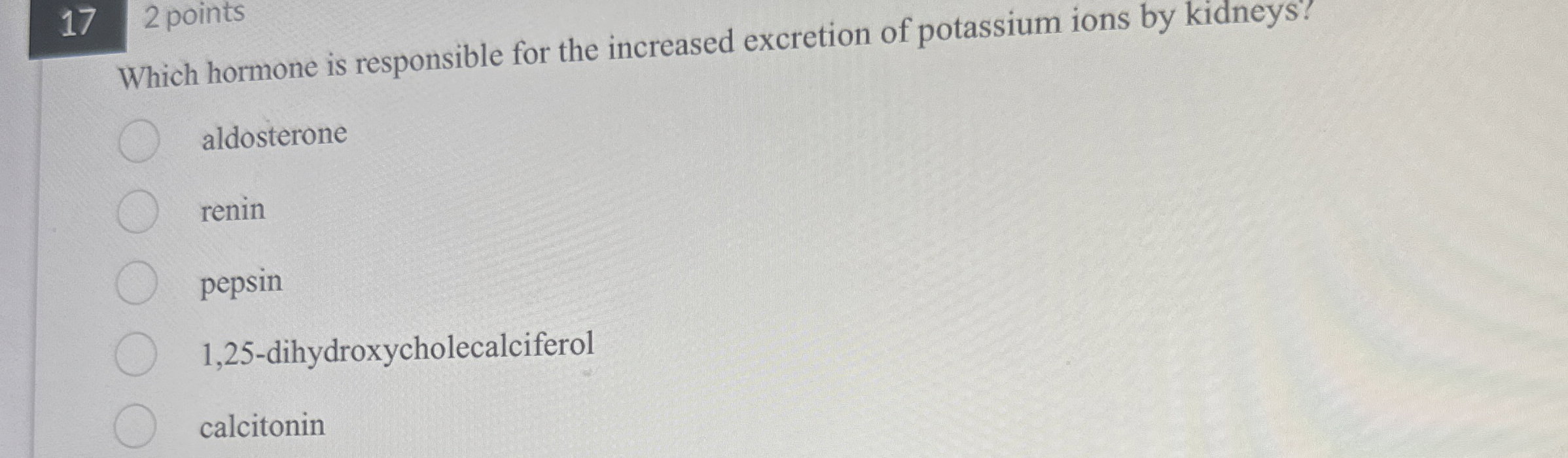 Solved 172 ﻿pointsWhich hormone is responsible for the | Chegg.com