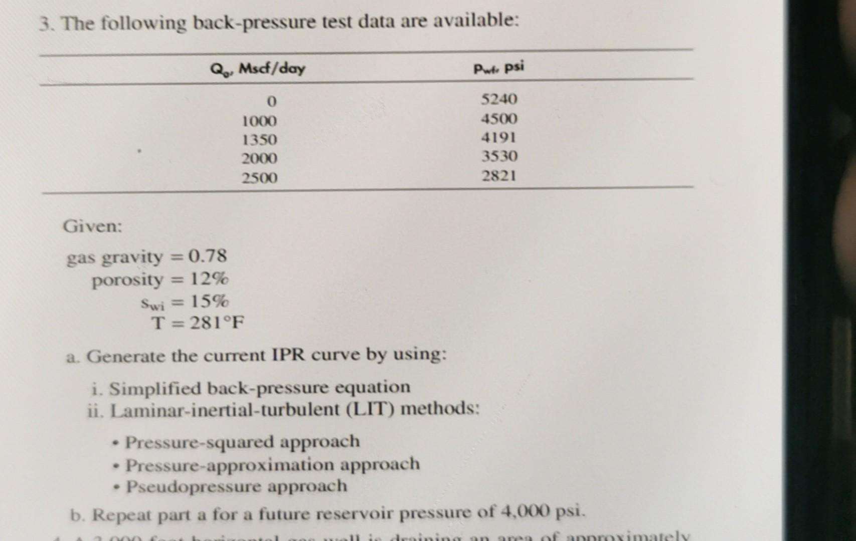 3. The following back-pressure test data are | Chegg.com