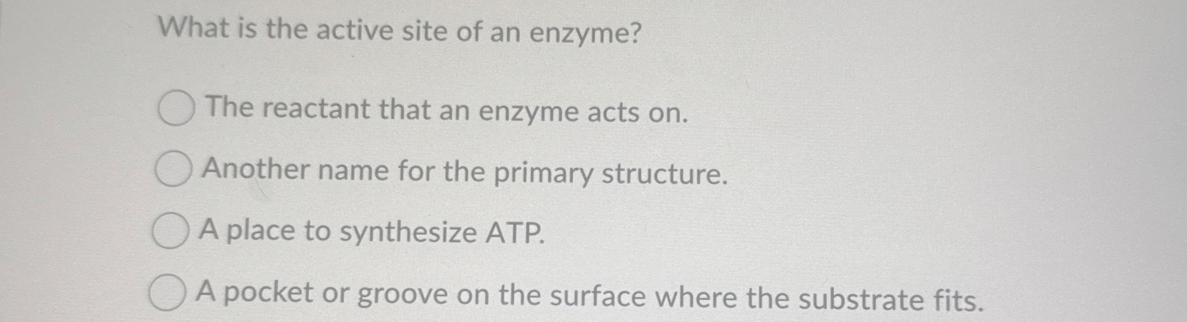 Solved What is the active site of an enzyme?The reactant | Chegg.com