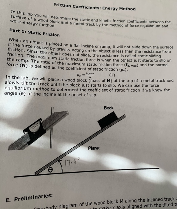 Solved Friction coefficients: Energy Method In this lab you | Chegg.com