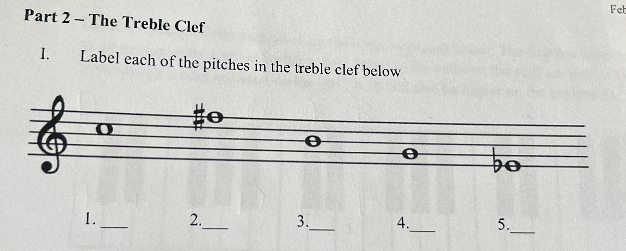 Solved Part 2 - ﻿The Treble ClefI. Label each of the pitches | Chegg.com