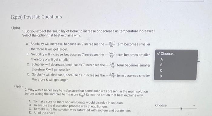 Solved Data And Lab Submission - Entropy Of Borax | Chegg.com