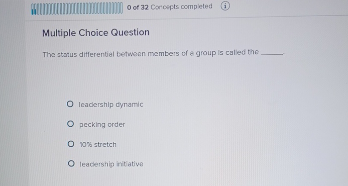 Solved 0 ﻿of 32 ﻿Concepts completed(i)Multiple Choice | Chegg.com