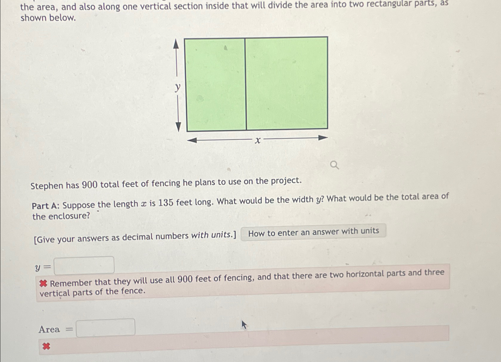 Solved the area, and also along one vertical section inside | Chegg.com