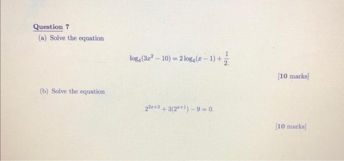 Solved Question 7 (a) Solve the equation | Chegg.com