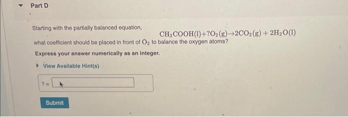 Solved Starting with the partially balanced equation, | Chegg.com